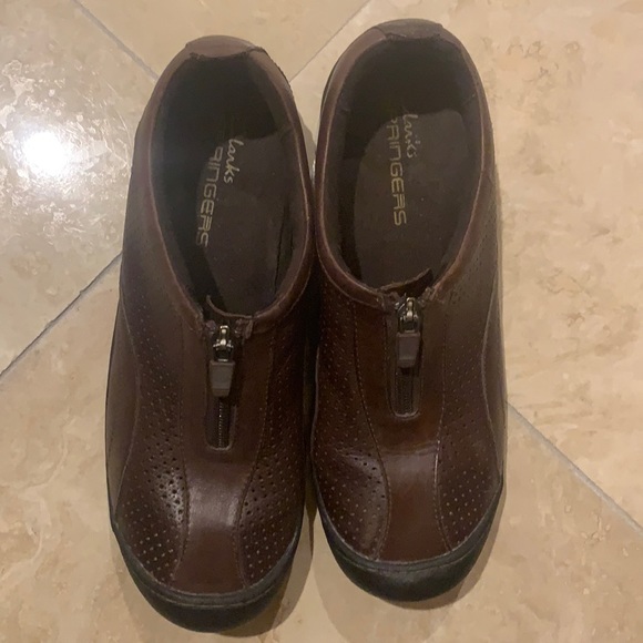 Clarks | Shoes | Clarks Springer Bump Toe Leather Zip Top Loafer | Poshmark